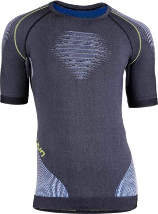 UYN Herren Shorts Evolutyon UW Sl.Melange Shirt, Anthracite Melange/Blue/Yellow Shiny, L/XL, U100049