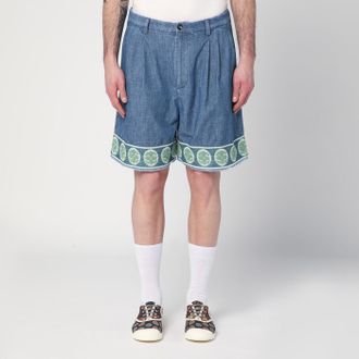 Valentino Blaue Bermudashorts mit Jacquardsaum