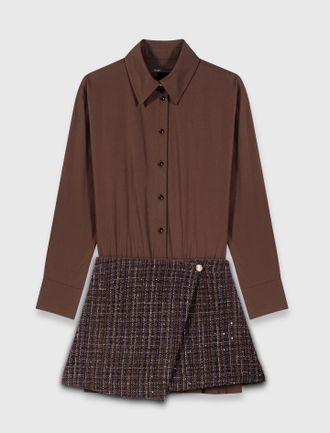 Maje Robe Courte Deux-en-un - Marron - Taille 34 - Maje