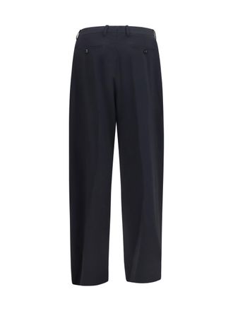 Giorgio Armani Mens Pants Virgin Wool Tailoring Dark Navy Fleece Ovis Aries Trousers