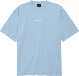 Balenciaga t-shirt &agrave; logo brod&eacute; - Bleu