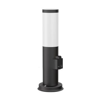LEDs Com Pollerleuchte PORU Sensor f&uuml;r au&szlig;en, 38cm, schwarz, Steckdose, inkl. E27 Lampe, Energieeffizienzklasse A (warmwei&szlig;, 4W, 935lm)