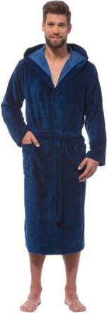 Morgenstern Peignoir de Bain Homme Luxe Capuche Robe de Chambre Qualit&eacute; Sup&eacute;rieure L Bleu