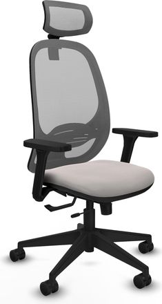 Piqueras y Crespo B&uuml;rostuhl mit 3D-Armen, h&ouml;henverstellbare Lendenwirbelst&uuml;tze und h&ouml;henverstellbares Kopfteil, Grau/Wei&szlig;