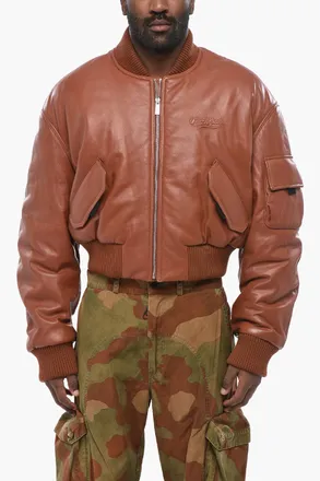 Off-white Leather Padded Bomber WAVE OFF Off-White