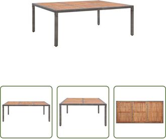 vidaXL vidaXL Akazienholz Tisch - Gartentisch Grau 200x150x74 cm Poly Rattan und Akazienholz