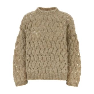 Brunello Cucinelli Round-Neck Strickwaren - - Knitwear - Damen - Beige - M