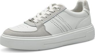s.Oliver Damen Sneaker flach aus Leder mit Dicker Sohle, Weiß (White/Grey), 37 EU