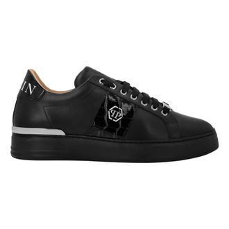 Philipp Plein unisex, Chaussures, Noir, Taille: 45 EU Mix Leather Lo-Top Baskets Hexagon