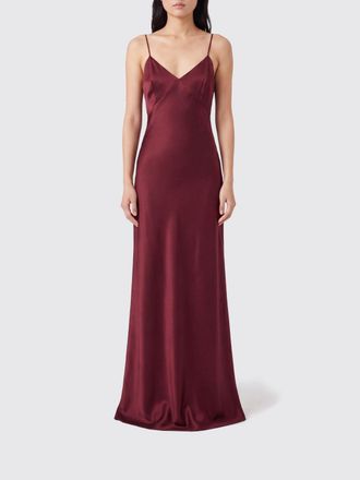 Max Mara Robe de soir&eacute;e longue en satin avec d&eacute;collet&eacute; en V et petite tra&icirc;ne