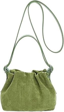 Generic garhomtur Sac à bandoulière vintage en daim synthétique pour femme, sac besace souple avec sangle réglable, sac à main à bandoulière plissé, sac à mai