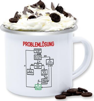 Shirtracer Emaille Blechtasse - Statement - Tasse Problemlösung I Bürotassen I Tasse mit Spruch Lustig Arbeit Sprüche I Witzig Tasse Arbeitskollege I Job I Büro 