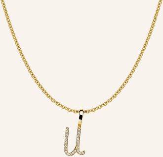 Cada Cada Kette Tiny Diamond Letter U gold