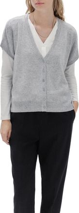 Caroll Damen Uj031-lexie Oversize-Strickjacke mit kurzen &Auml;rmeln, perlfarben, Medium