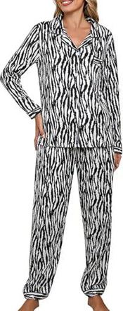 Minetom Ensembles de Pyjama Femme 2 Pi&egrave;ces Bouton V&ecirc;tements de Nuit &Agrave; Carreaux Manches Longues Col V Chemise et Pantalon Style Y20 38