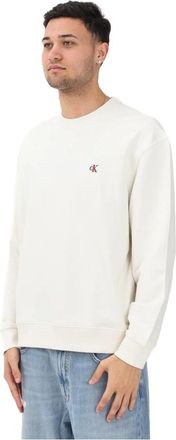 Calvin Klein Jeans Homme, Sweatshirts et sweats &agrave; capuche, Blanc, Taille: M Relaxed Monogram SweaT-shirt