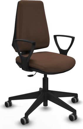 Piqueras y Crespo Studiostuhl mit Rollen Elche mit festen Armen, ausgestattet mit grundlegendem Permanentkontakt und Schneidschaum, Dunkelbraun