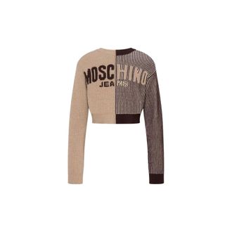 Moschino Femme, Pulls, Multicolore, Taille: 42 FR Pull court en maille intarsia en laine m&eacute;lang&eacute;e