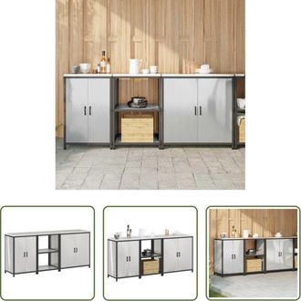 vidaXL Edelstahlregal - Aufbewahrungsset f&uuml;r die K&uuml;che mit Regal 3 pcs Silber Edelstahl
