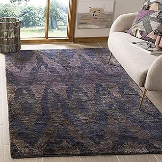 Safavieh Boho Teppich für Wohnzimmer, Esszimmer, Schlafzimmer - Bohemiam Collection, Hoher Flor, Mitternachtsviolett, 152 X 244 cm