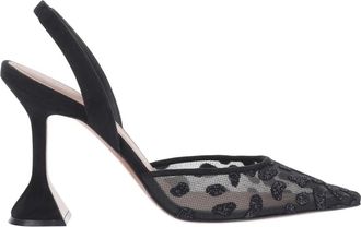 Amina Muaddi Holli Mesh Sling 95 - - Shoes - Damen - Schwarzk - 38 EU