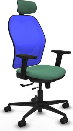 Piqueras y Crespo Ergonomischer Stuhl mit Lendenwirbelst&uuml;tze mit 2D-Armlehnen und Kopfteil, h&ouml;henverstellbar und neigbar. Ausgestattet mit Syncro/Traslack und eingespri