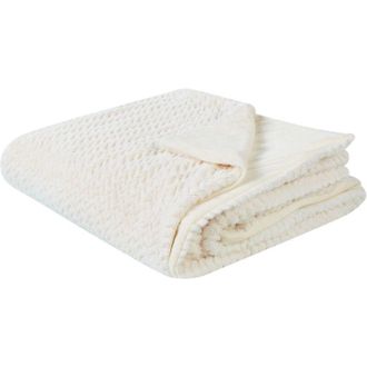 Beliani Tagesdecke SURMI Webpelz 200 x 220 cm Cremewei&szlig;