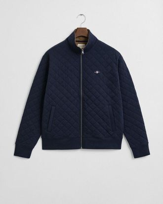 GANT Sweatjacke QUILTED CORD COLLAR FULL ZIP Mit Rundhalsausschnitt