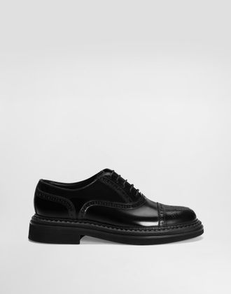 Dolce & Gabbana Schn&uuml;rschuh Aus Geb&uuml;rstetem Kalbsleder - Mann Schn&uuml;rschuhe Schwarz Leder 43.5