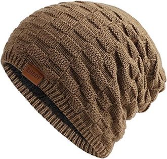 Generic Chapeau tricot&eacute; en laine chaude faite &agrave; la main pour femme - Coupe-vent - Pour lhiver, kaki, Taille unique