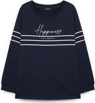 Fiorella Rubino Femme, Sweatshirts et sweats &agrave; capuche, Bleu, Taille: 42 FR SweaT-shirt en coton avec imprim&eacute;