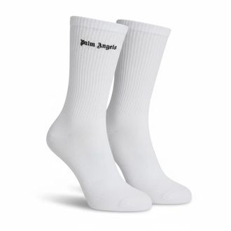 Palm Angels Homme, Sous-v&ecirc;tements, Blanc, Taille: S Ribbed Logo Socks