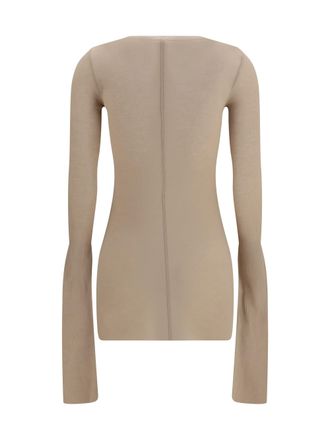Rick Owens Womens Long-Sleeve Top Flesh Viscose; Silk