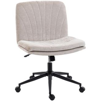 HOMCOM Chaise de bureau avec roues pivotantes, large chaise de bureau sans accoudoirs, Chenille, pieds crois&eacute;s, hauteur r&eacute;glable, inclinable, mousse haute de