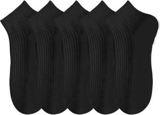 Generic Lot de 5 paires de chaussettes basses invisibles en coton pour femme, 5 paires Noir, Taille Unique