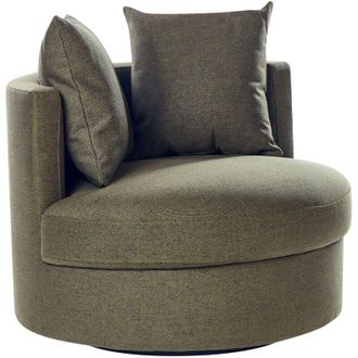 Beliani Sessel Dunkelgr&uuml;n Stoff Rund mit Drehfunktion Dicker Polsterung Ohne Armlehnen Modern Wohnzimmer Schlafzimmer Flur Ausstattung Sitzm&ouml;bel