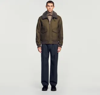 Sandro Blouson en laine col amovible