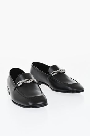 Jimmy Choo London Leather Loafers DIAMOND TILDA With Chain Detail Jimmy Choo