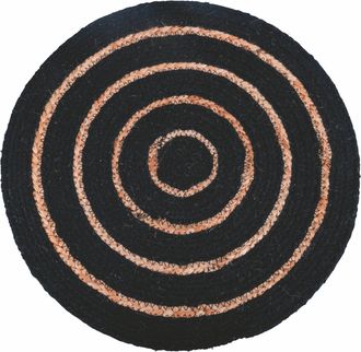 Villa D'Este Home Tivoli Tischset rund schwarz aus Baumwolle, Spiraldetails aus Jute &Oslash; 38 cm, Natural