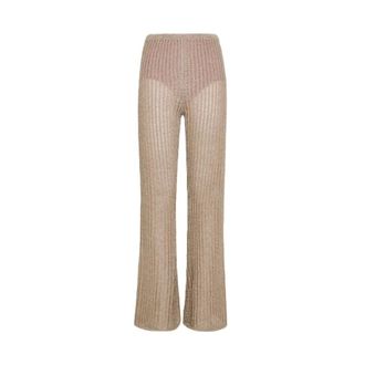 Forte_Forte Femme, Pantalons, Beige, Taille: 38 FR Pantalon Iris en Lin ajour&eacute;