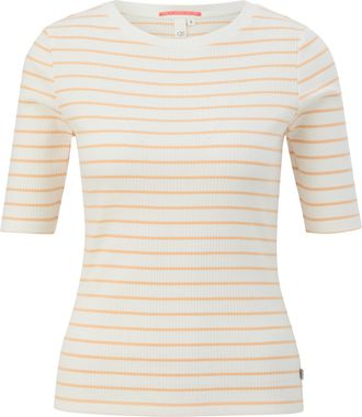 QS by s.Oliver Damen 2144068 T-Shirt mit Rippstruktur, Orange, Large