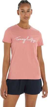 Tommy Hilfiger Damen T-Shirt Kurzarm Rundhalsausschnitt, Rosa (Teaberry Blossom), XS