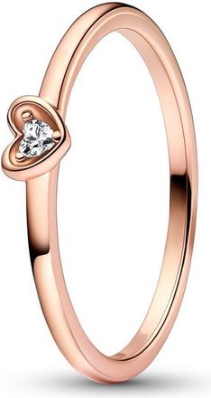 Pandora Moments Strahlendes Herz Ring aus Sterling Silber mit rosévergoldeter Metalllegierung, Größe: 50, 182495C01-50