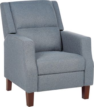 Beliani Fernsehsessel Stoffbezug blau Lehne und Fußteil verstellbar Holzbeine Egersund