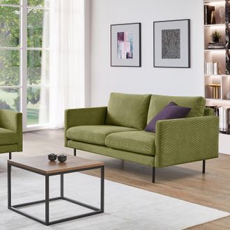 Mørteens home24 2-Sitzer Sofa Grün Cordstoff Licia 156 x 82 x 94cm Skandi
