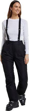 Mountain Warehouse Moon schmalgeschnittene Damen-Skihose - Wasserabweisende Hose aus Rip-Stop-Material mit abnehmbaren Hosentr&auml;gern und Kn&ouml;chelrei&szlig;verschl&uuml;ssen Schwarz D