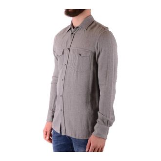 Dondup Homme, Chemises, Gris, Taille: S Chemise en viscose &agrave; boutons