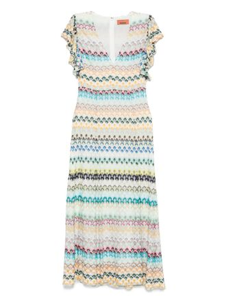 Missoni robe mi-longue à col v - Blanc