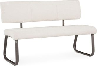 IDIMEX Esszimmerbank Vilas für 3 Personen mit Bouclé Stoffbezug, weiß - dunkelgraues Metallgestell, Sitzbank für Esszimmer mit Rückenlehne komfortabel gepols