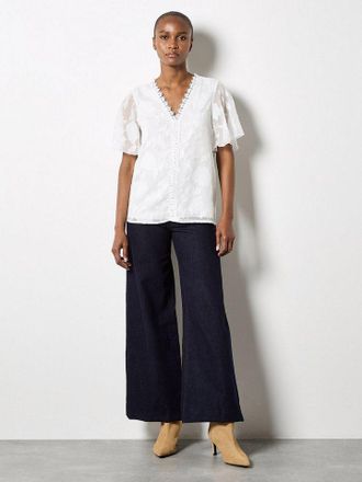 Apricot Blusentop Blumen-Bluse mit H&auml;kelbord&uuml;re